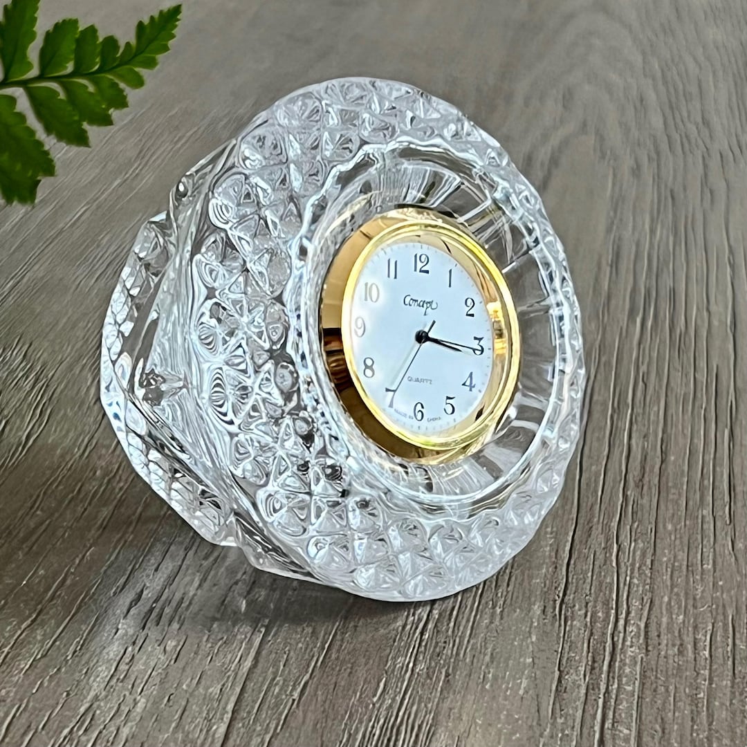 Cristal D'arques Fontenay Crystal Clock, Unique Hand Cut Lead Crystal ...