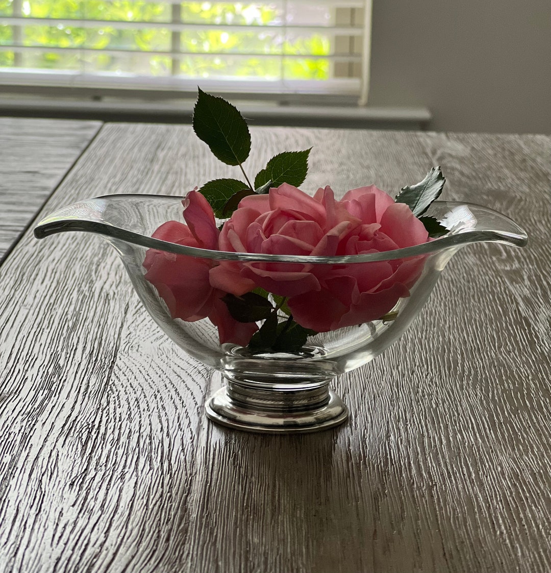 Vintage Sterling Silver & Glass Bowl Pedestal Glass Candy Dish With ...
