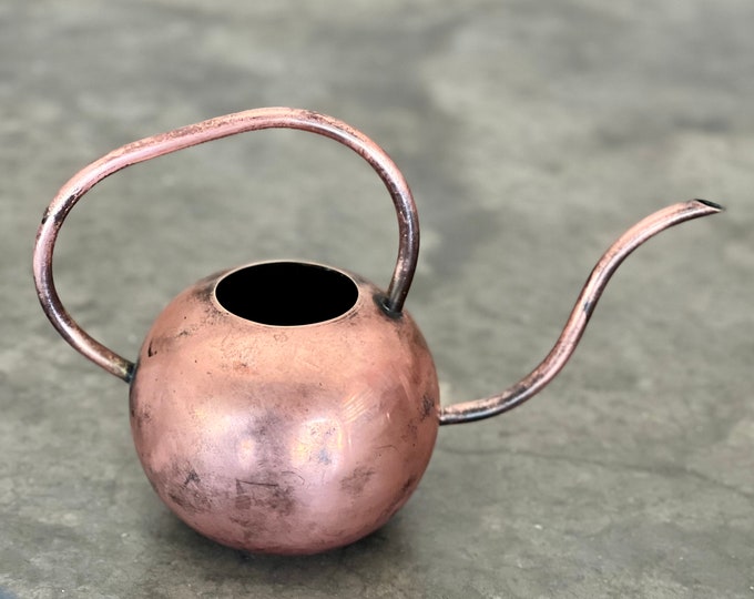 Antique Watering Can / Squat Tea Kettle Long Slim Curved Spout & Handle ...