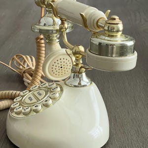 Vintage Phone Cream & Gold Push Button Phone Antique Style Push Button ...