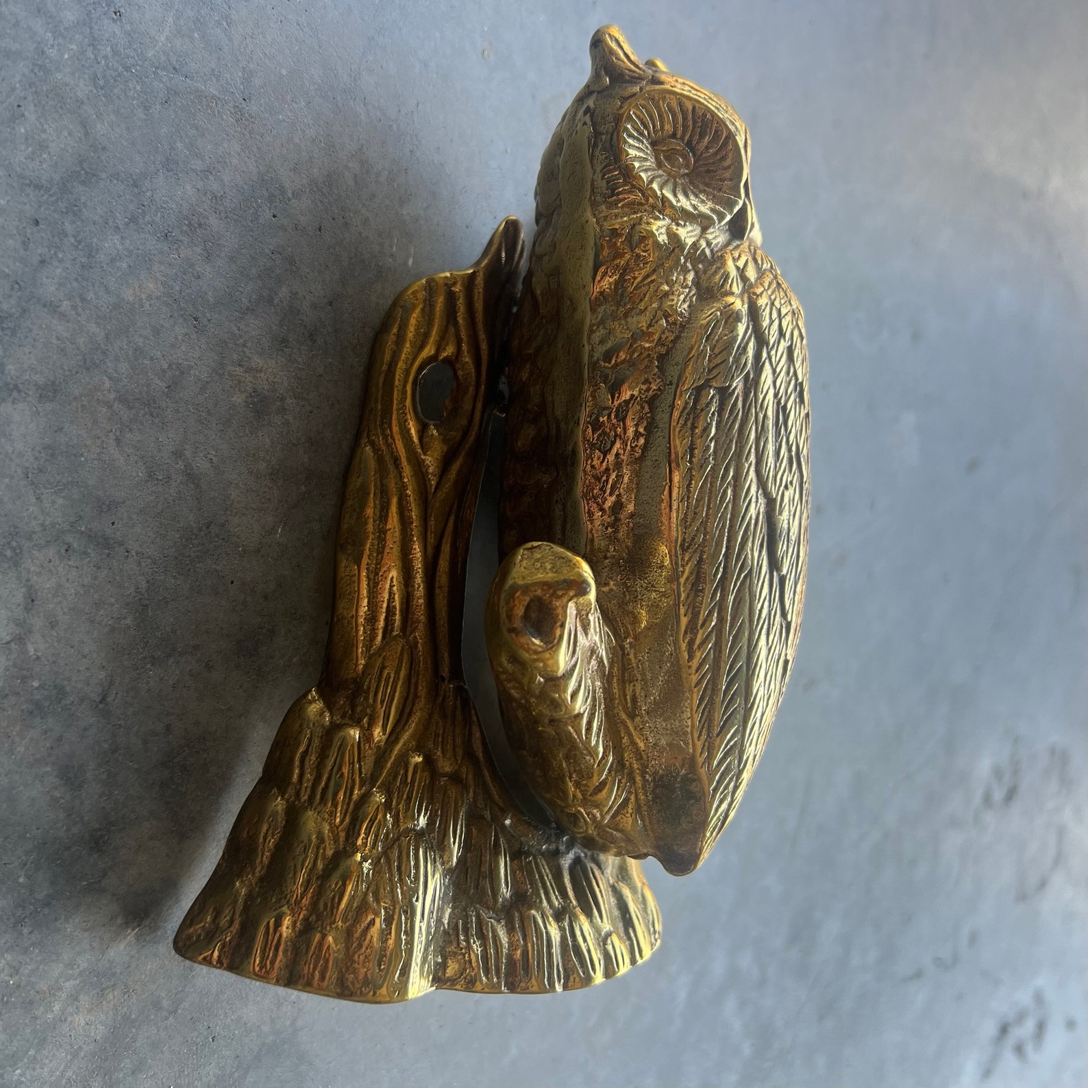 Solid Brass Owl Sculpture Designed to Be Drilled on Tree Golden Owl ...