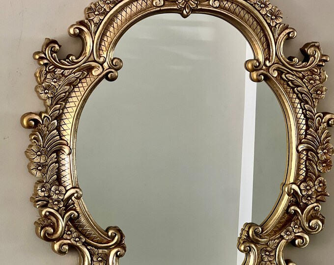 Vintage Mirror 46” X 34” Large Gold Gilt Ornate Oval Framed Mirror ...