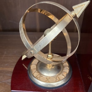 Vintage Brass Armillary Sphere Sundial Bookends Globe W/ Roman Numerals ...