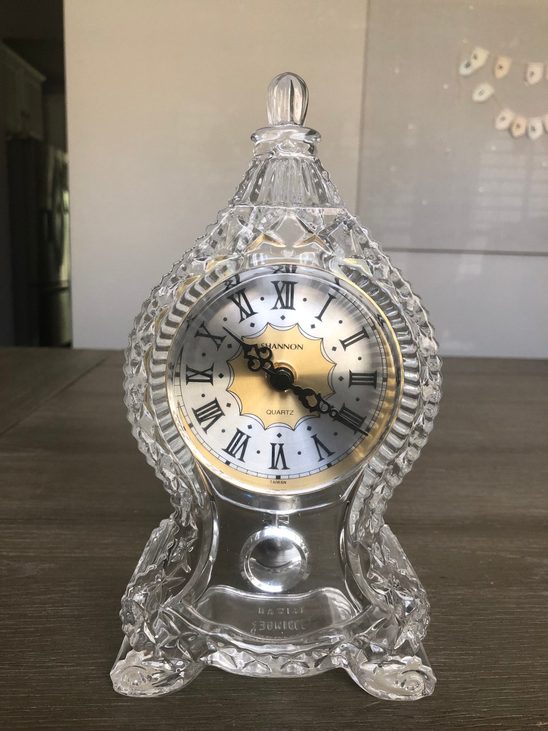 Vintage Godinger Crystal Table Clock: Grandfather Style With Roman ...