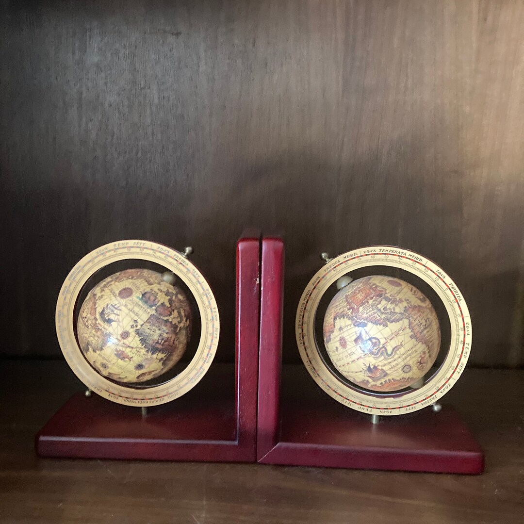 Vintage Globe Bookends Nautical Globe Decor Antique Globe Bookends ...