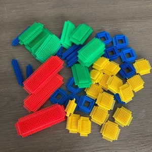 Vintage 1976 Playskool Bristle Blocks: 48-piece Collectible Toy Set - Etsy