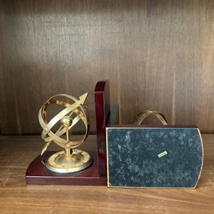 Vintage Brass Armillary Sphere Sundial Bookends Globe W/ Roman Numerals ...
