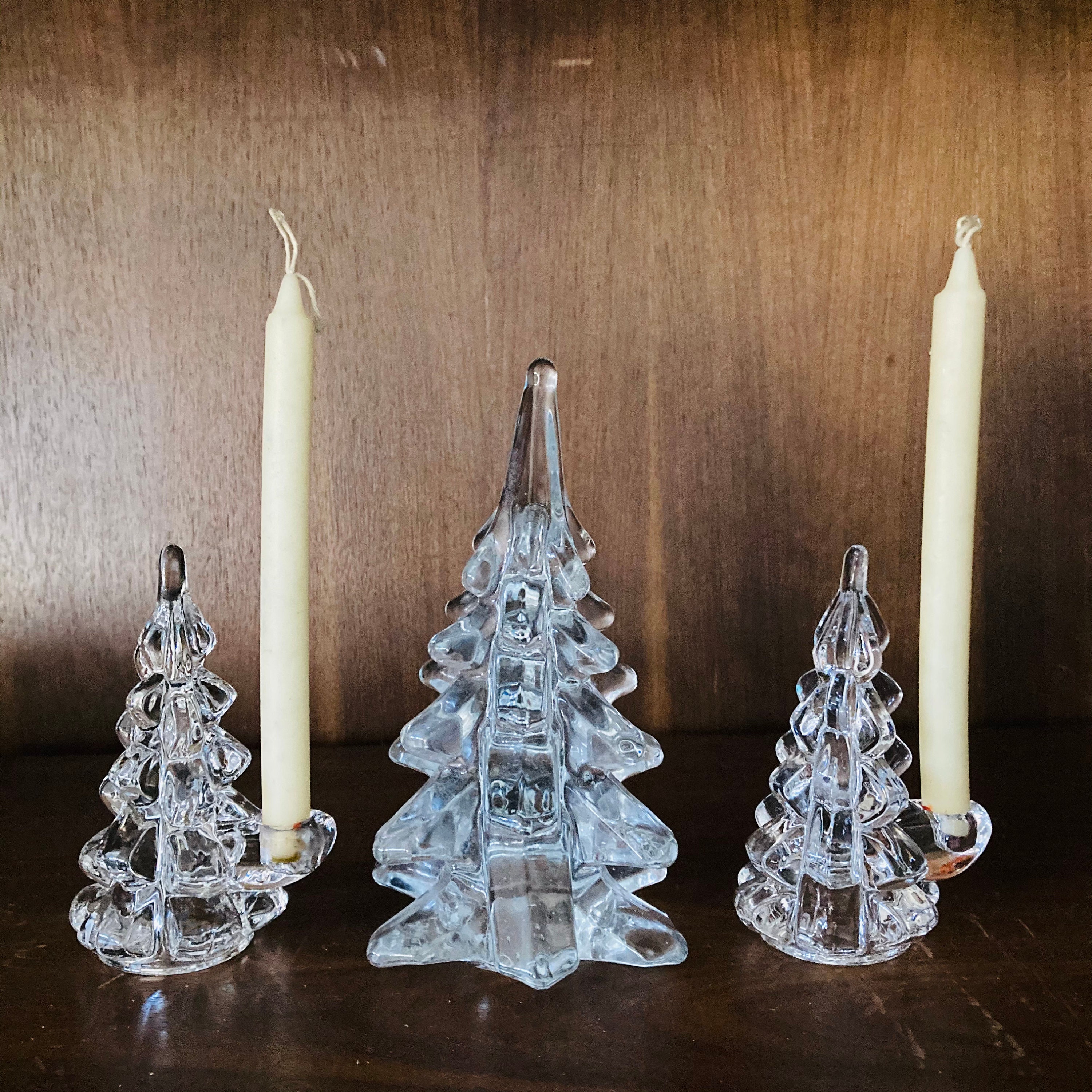 Crystal Glass Christmas Trees Set of 3 Clear Evergreen Trees | Etsy