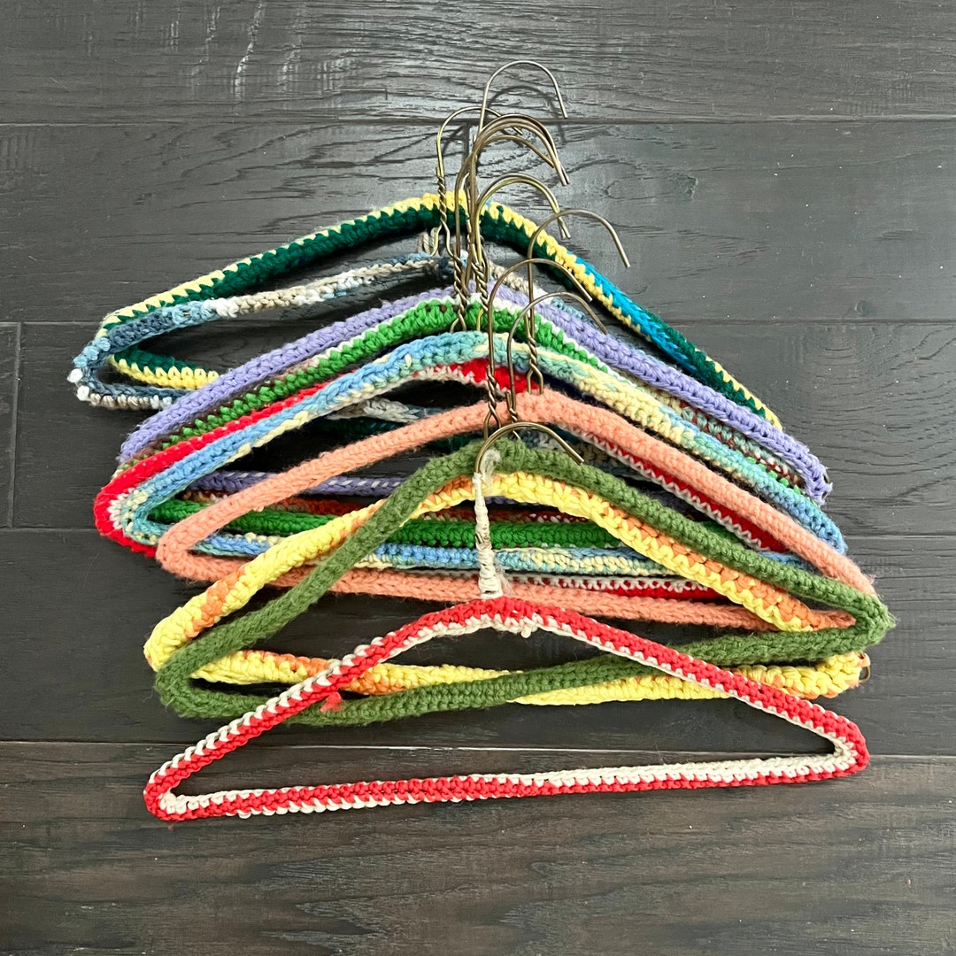 Vintage Crochet Clothes Hangers - Set of 12 Yarn-wrapped Metal Hangers ...