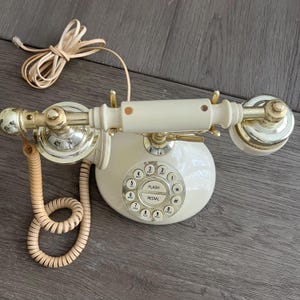 Vintage Phone Cream & Gold Push Button Phone Antique Style Push Button ...