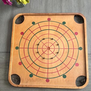 Antique Wooden Carrom Board Game Rare All Wooden Rings and Pins Double ...