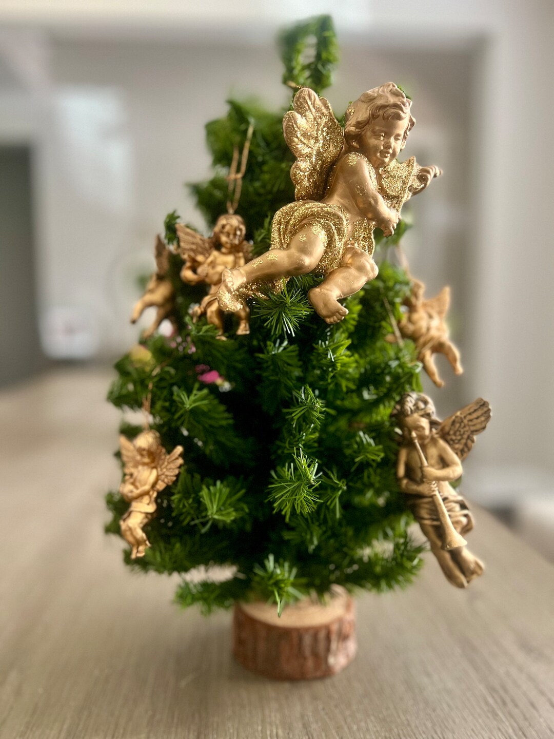 Vintage Cherub Angel Ornaments Set of 6 Gold Cherub Angels Playing ...