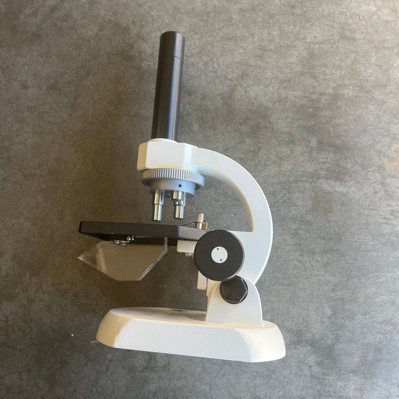 Vintage Student Microscope Metal Body White & Black K12 - Etsy