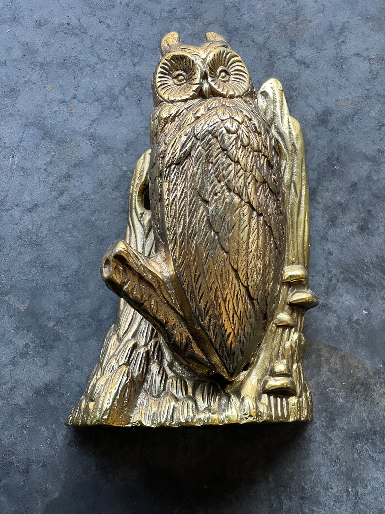 Solid Brass Owl Sculpture Designed to Be Drilled on Tree Golden Owl ...