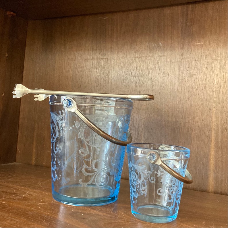 Antique Fostoria Glass Ice Bucket Versailles Azure Blue Glass | Etsy