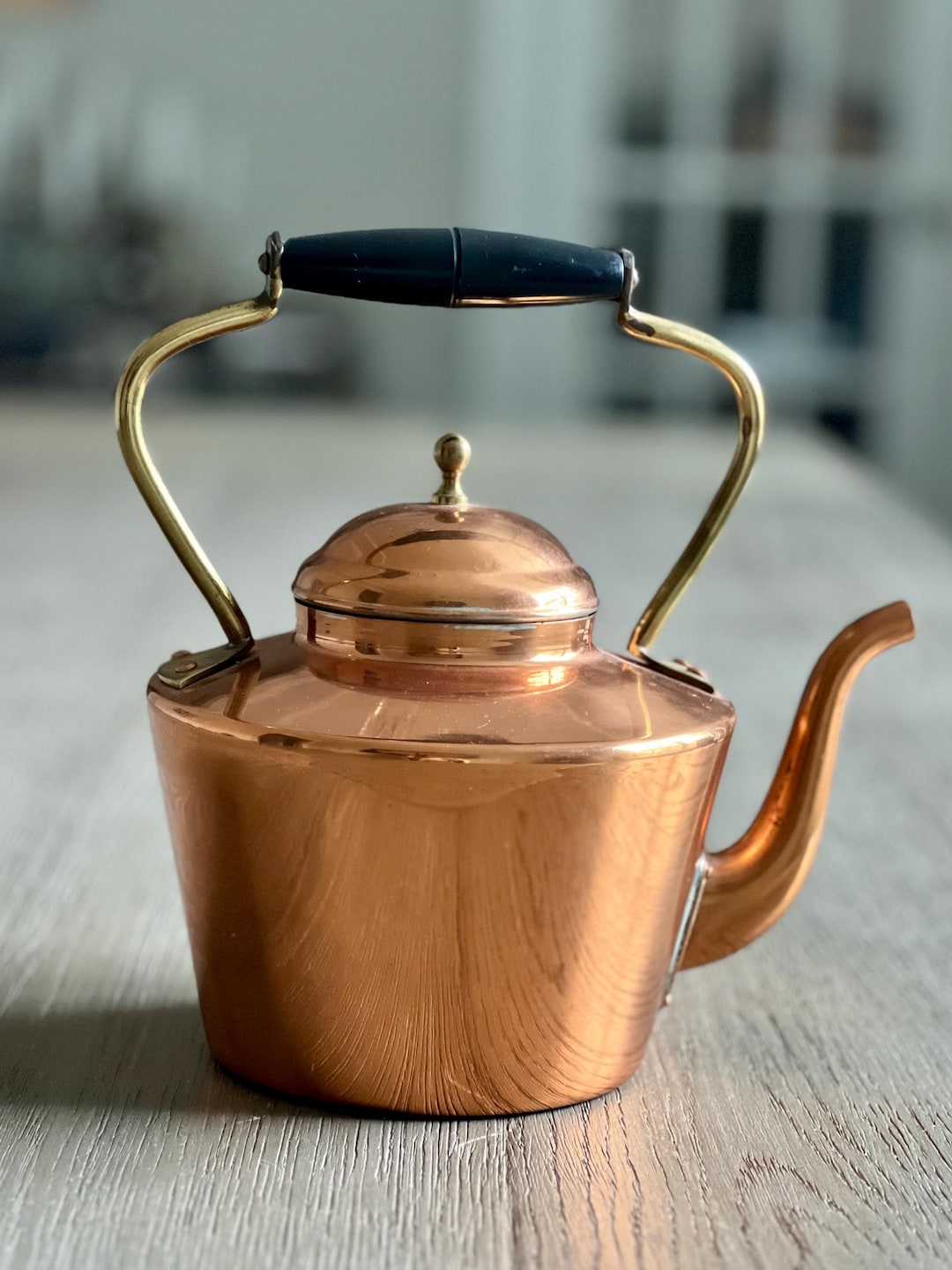 Vintage TAGUS Portugal Copper Tea Kettle Swan Spout Copperteapot Coffee ...