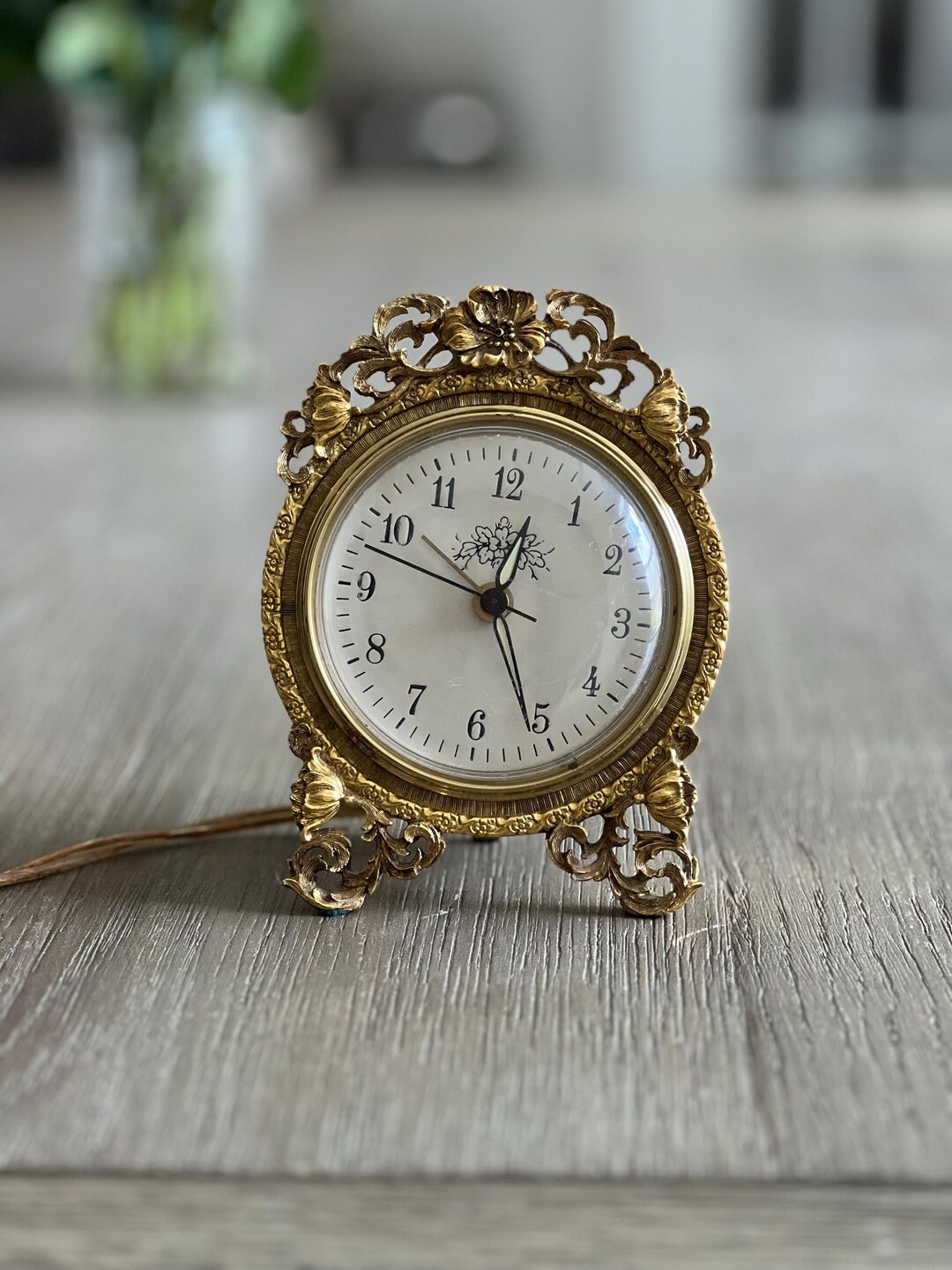 Mid Century Matson 24 K Gold Plated Electric Clock Antique Style Golden ...