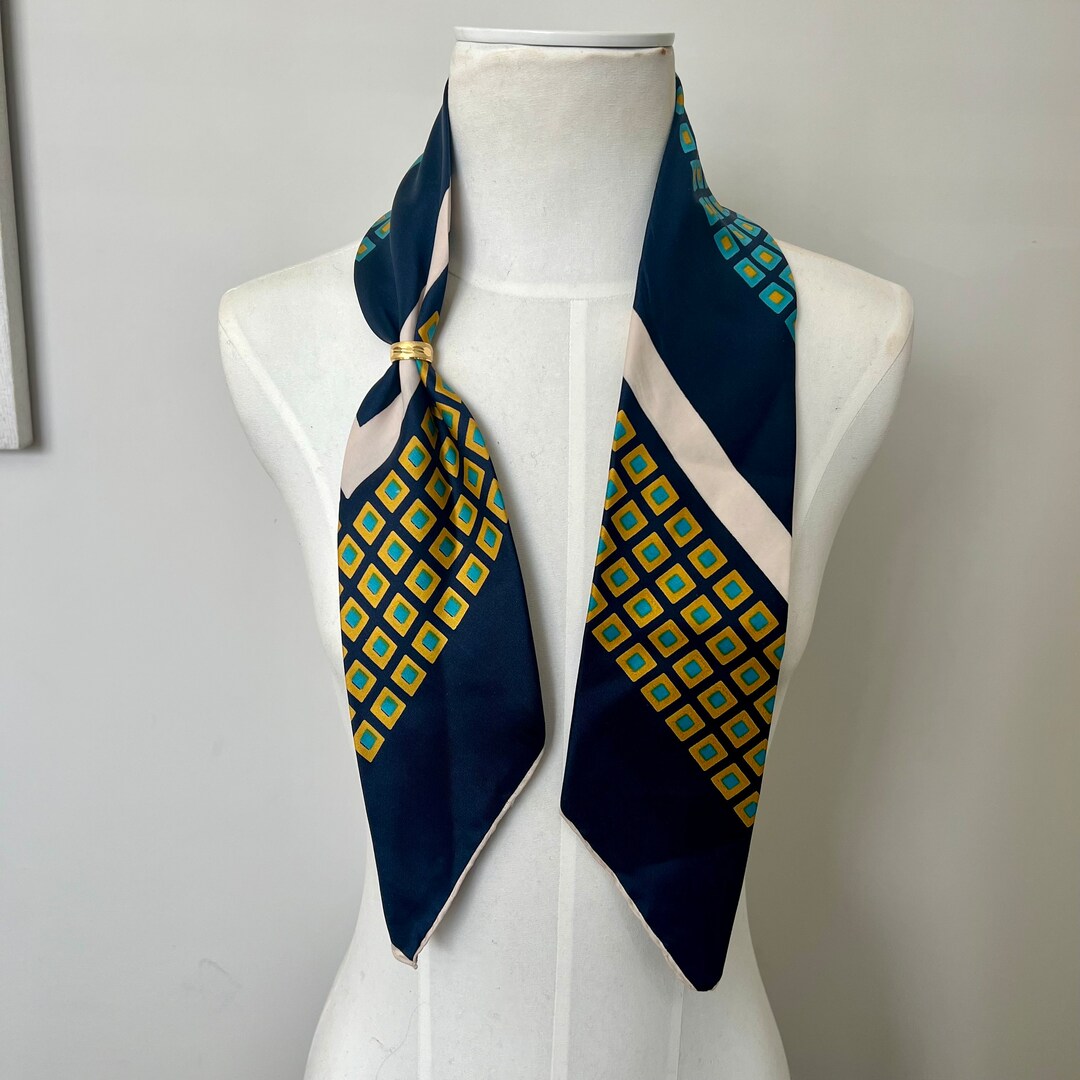 Silk Sash Scarf Ashear Navy White Blue Green Yellow Formal Italian Silk ...