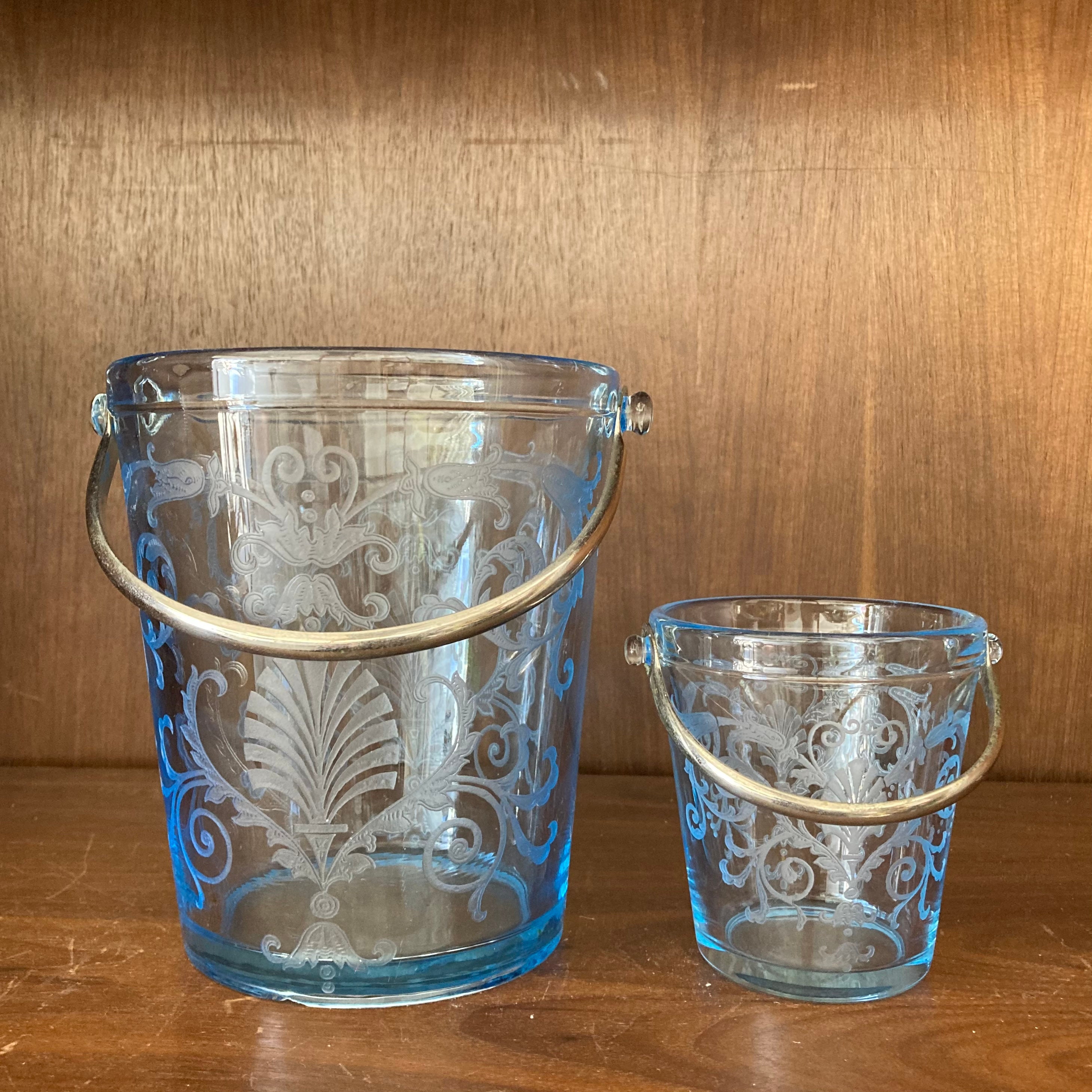 Antique Fostoria Glass Ice Bucket Versailles Azure Blue Glass | Etsy