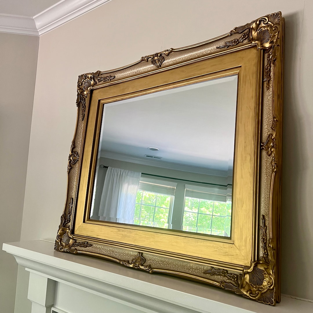 Gold Gilt Mirror 42” X 36” Large Rectangular Mirror Ornate Multilayered ...