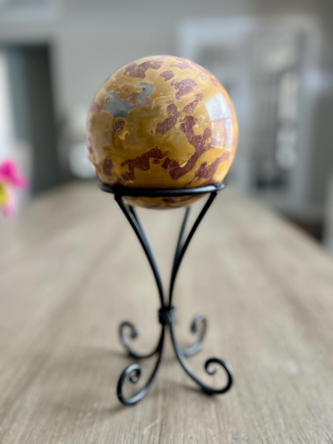 Vintage Marble Orb on Black Iron Stand: Natural Stone Home Decor - Etsy