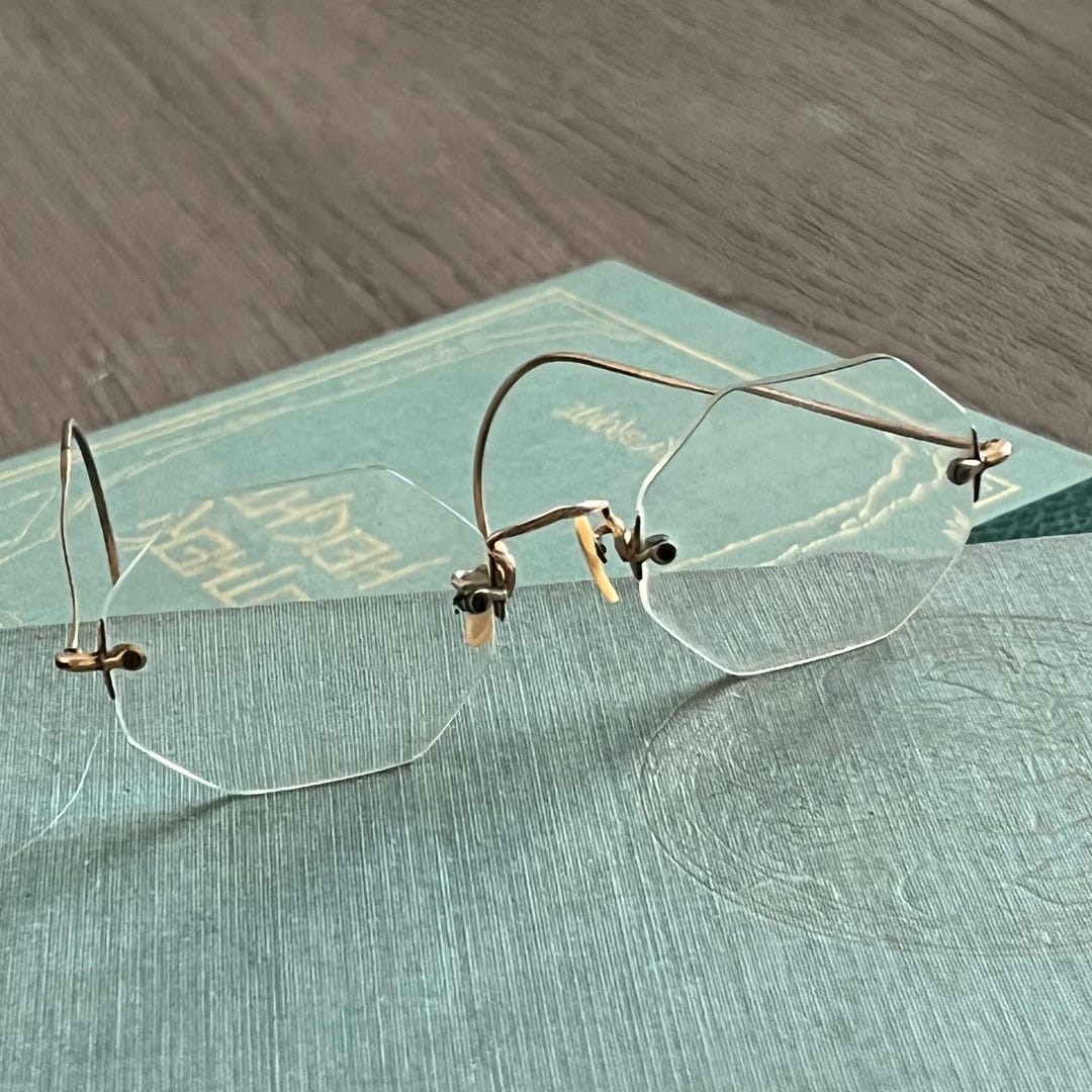 Gold Frameless Octagonal Glasses Antique Reading Glasses True Vintage ...