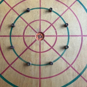 Antique Wooden Carrom Board Game Rare All Wooden Rings and Pins Double ...