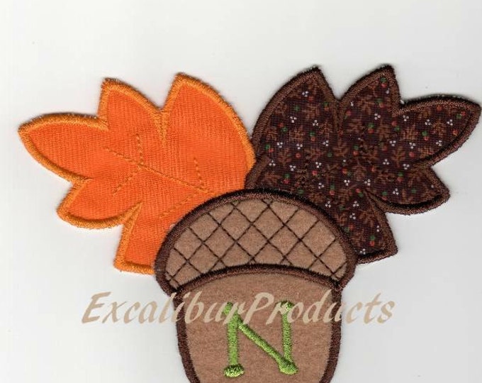 Monogram Acorn With Fall Leaves Iron on Applique Acorn Iron - Etsy