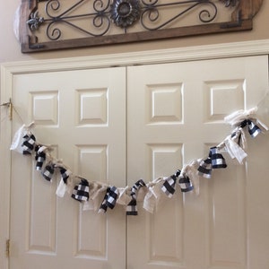 Buffalo Check Burlap and Lace Garland Banner - Etsy
