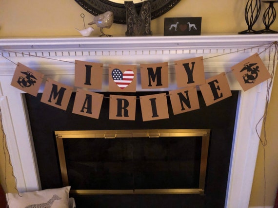 Military banner I love my marine etc. custom | Etsy