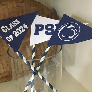 Penn State Graduation Tailgate Party Pennants Flags Props Cake Toppers ...