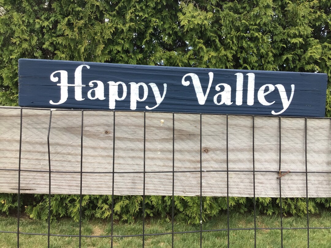 Happy Valley Blue and White Sign - Etsy