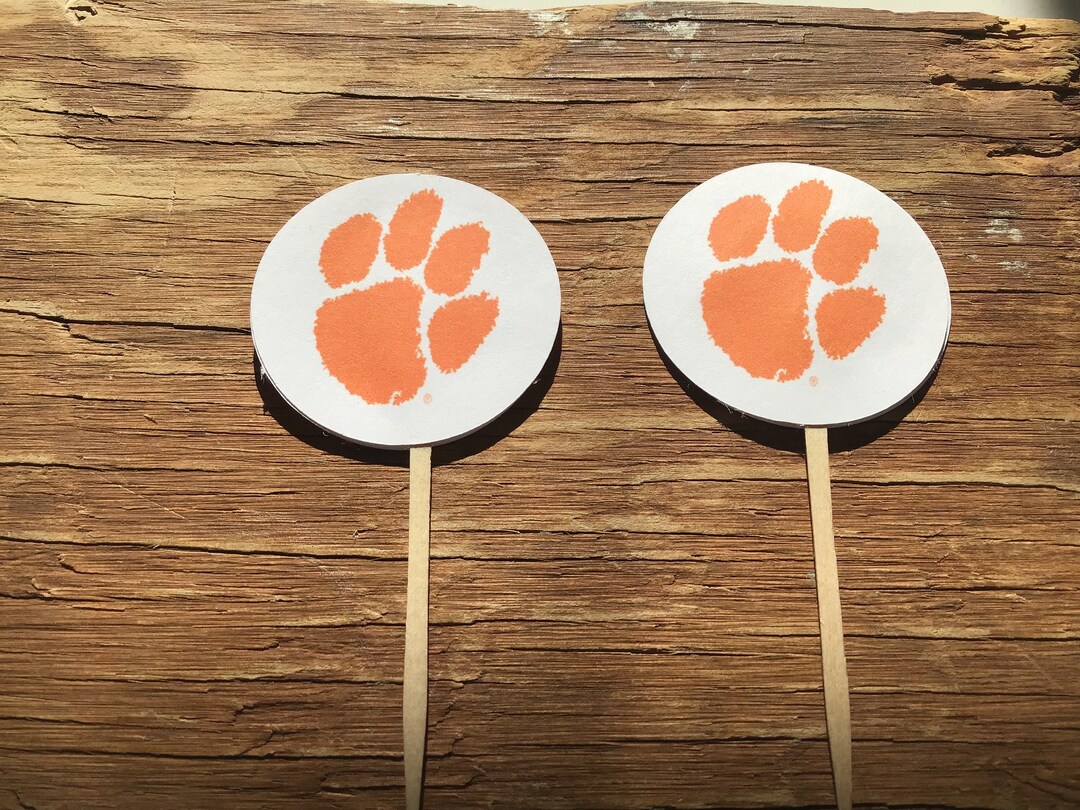 Clemson Paw Print Cupcake Toppers. Officially Licensed - Etsy