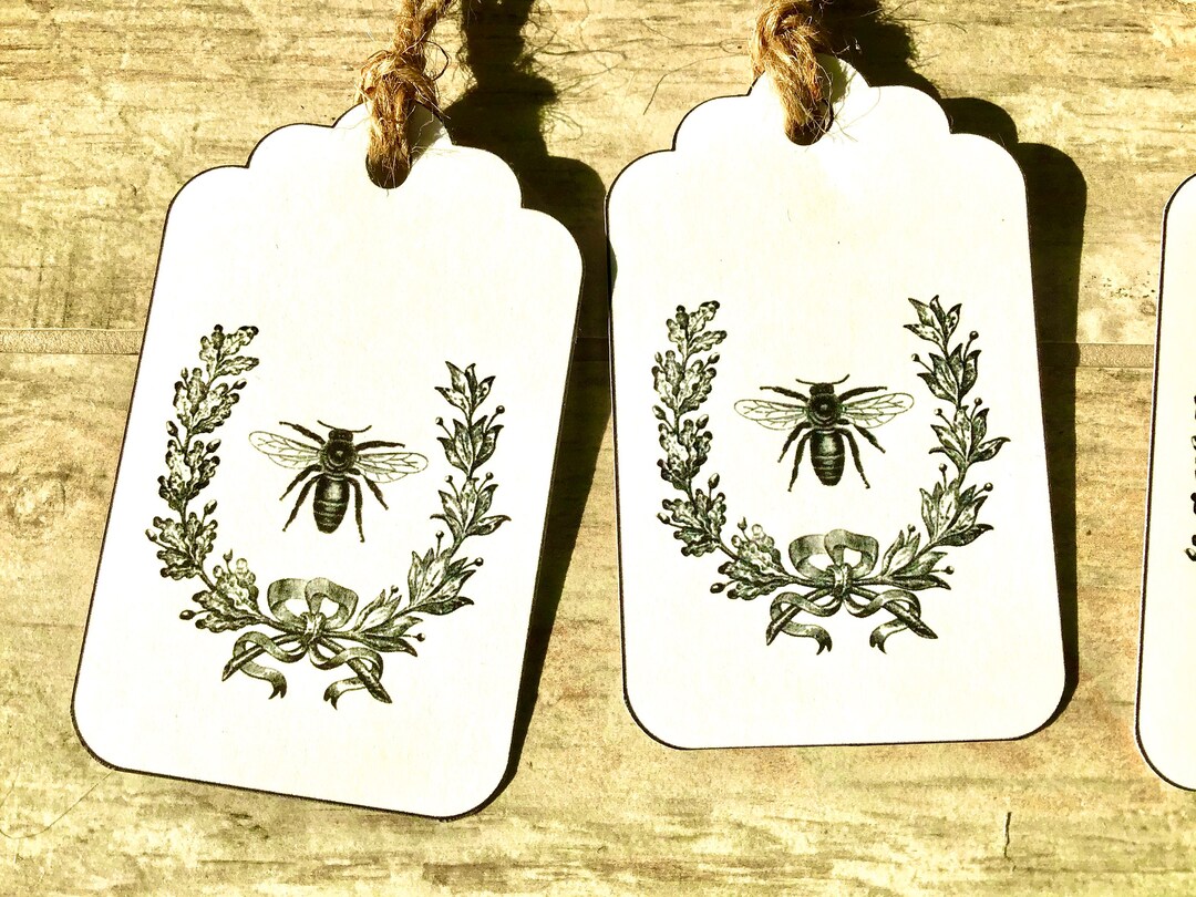 Bee and Laurel Wreath Gift Tags - Etsy