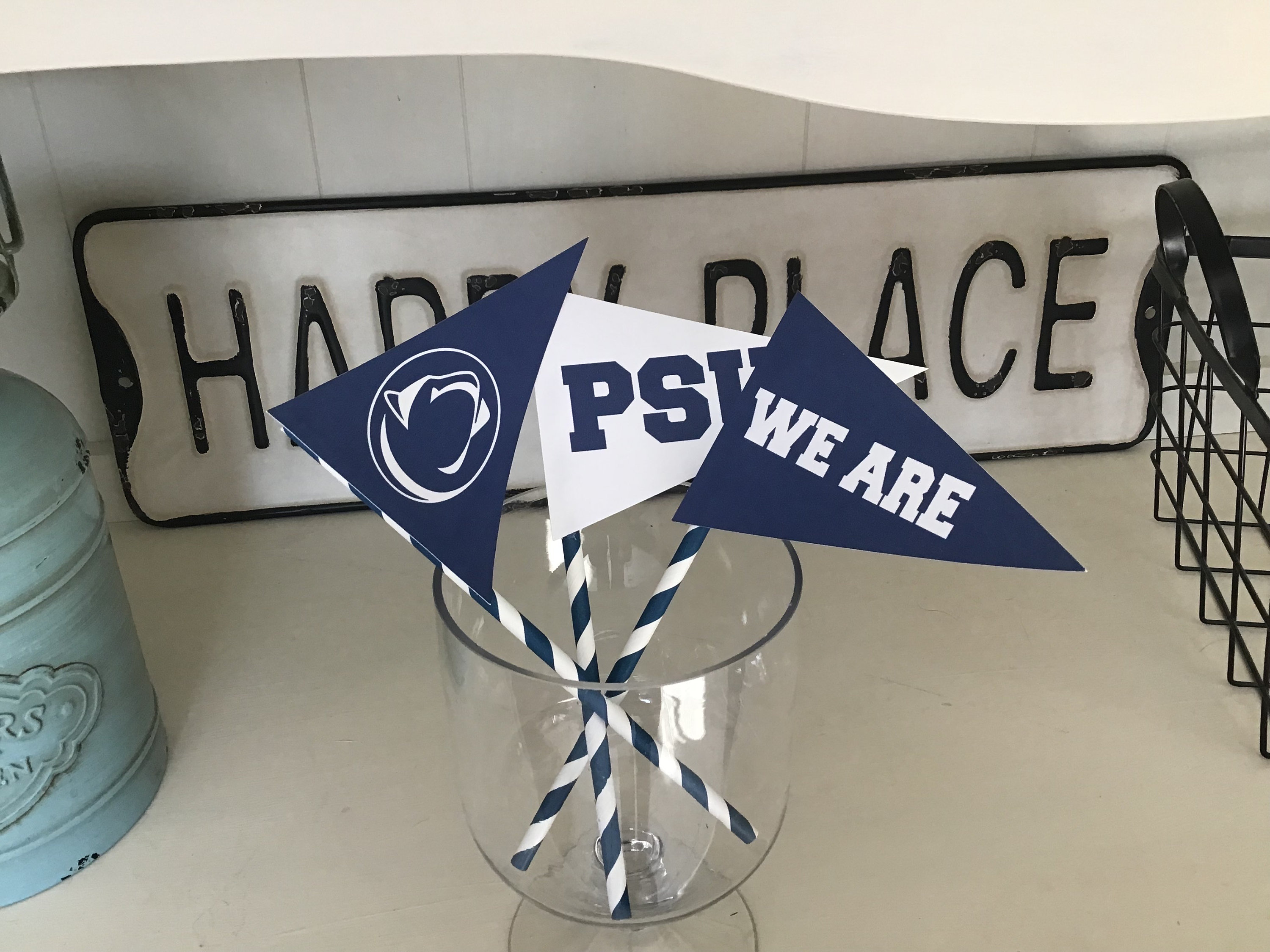 Penn State Graduation Tailgate Party Pennants Flags Props Cake Toppers ...