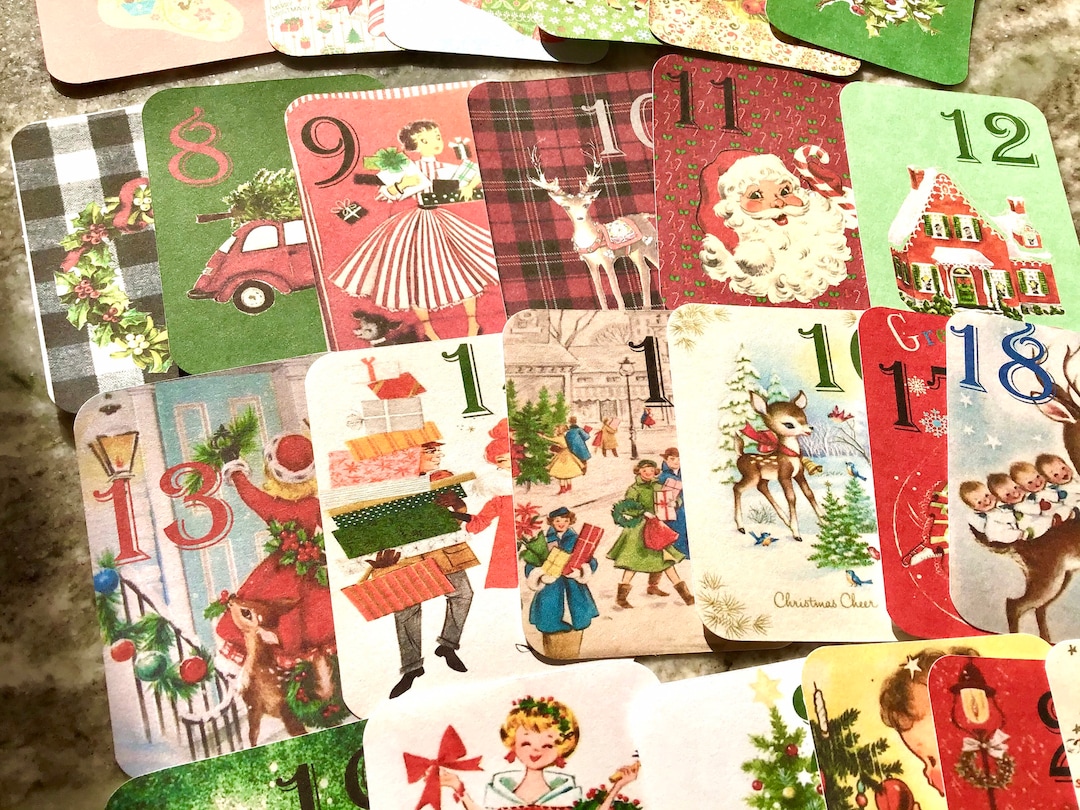 Advent Christmas Countdown Cards Planner Journal Vintage Retro - Etsy