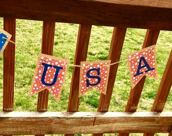Red White and Blue Patriotic Americana Fabric Rag Garland | Etsy