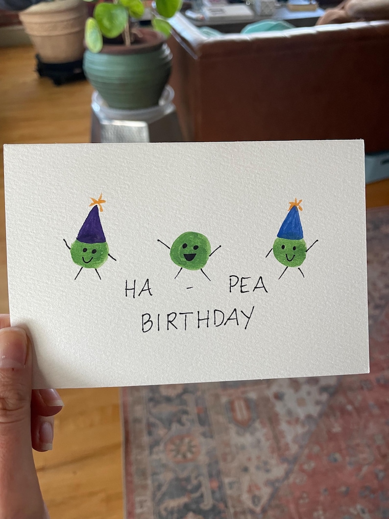 Hap Pea Birthday Hand Painted Card - Etsy