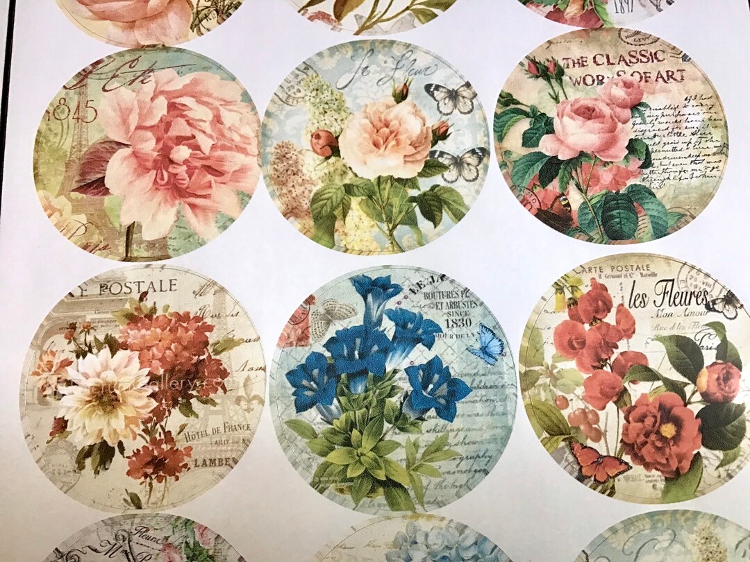 Round Floral Stickers Planners Happy Mail - Etsy
