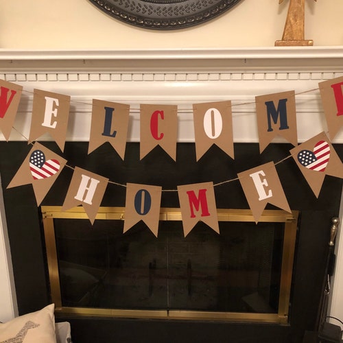 Welcome Home Banner Red White and Blue Banner Military | Etsy