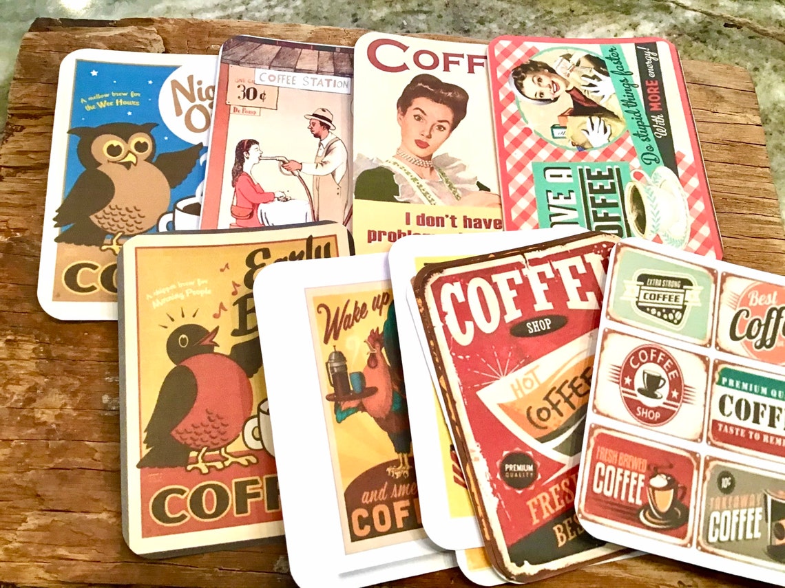 Vintage Retro Look Coffee Planner Cards Tags - Etsy