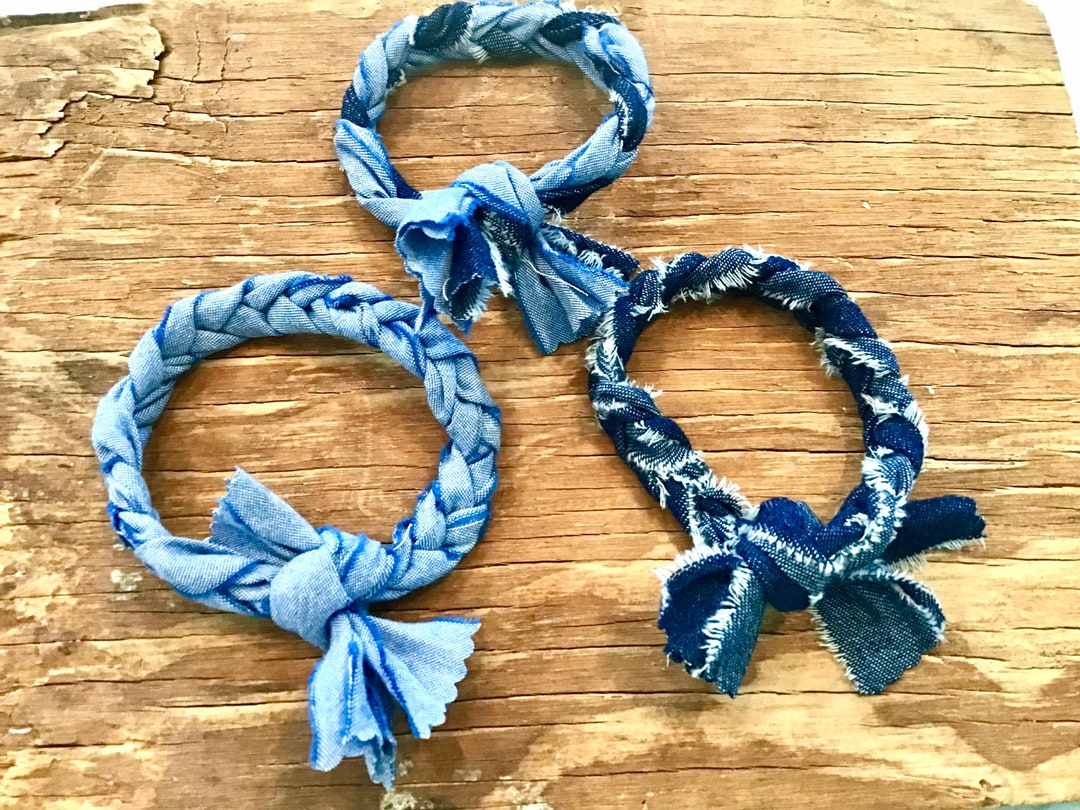Shades of Blue Denim Braided Fabric Anthro Inspired Boho Cottage Core ...