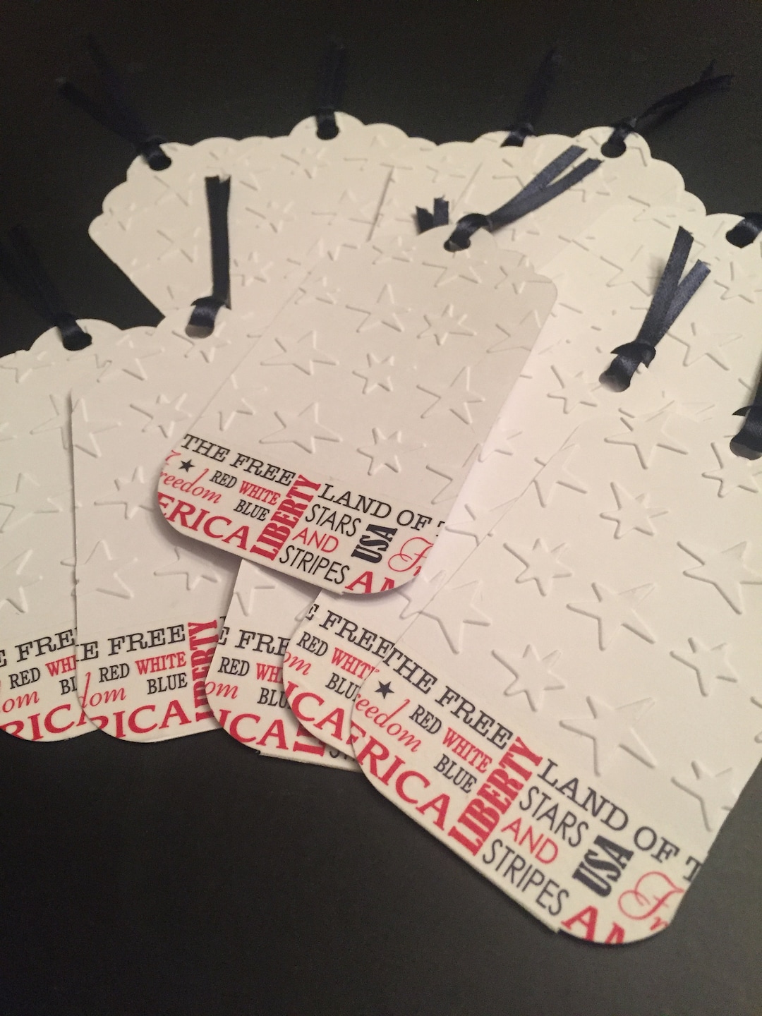 Patriotic Star Embossed Gift Tags With Washi Tape - Etsy