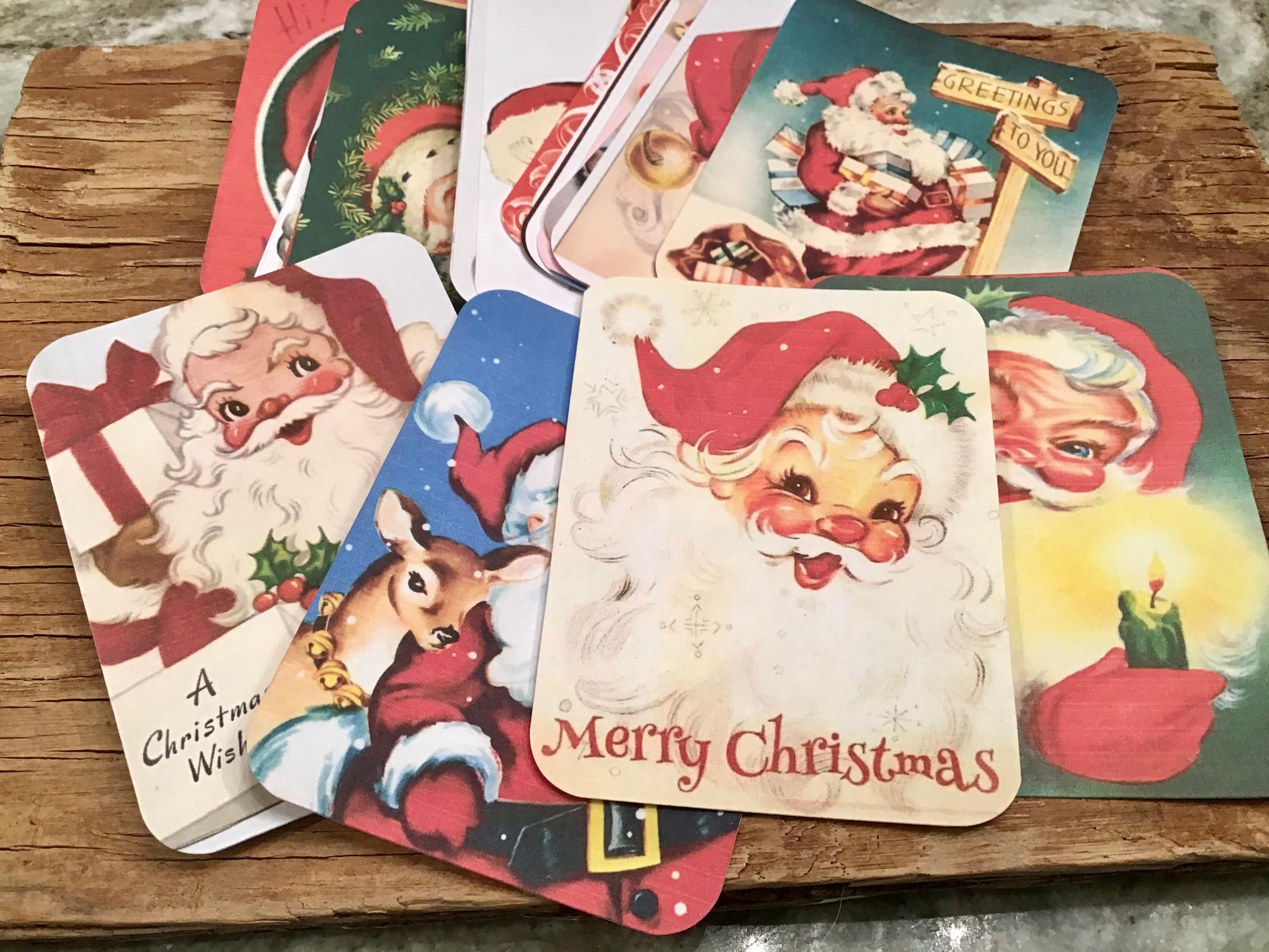 Vintage Inspired Retro Santa Planner Cards Tags - Etsy