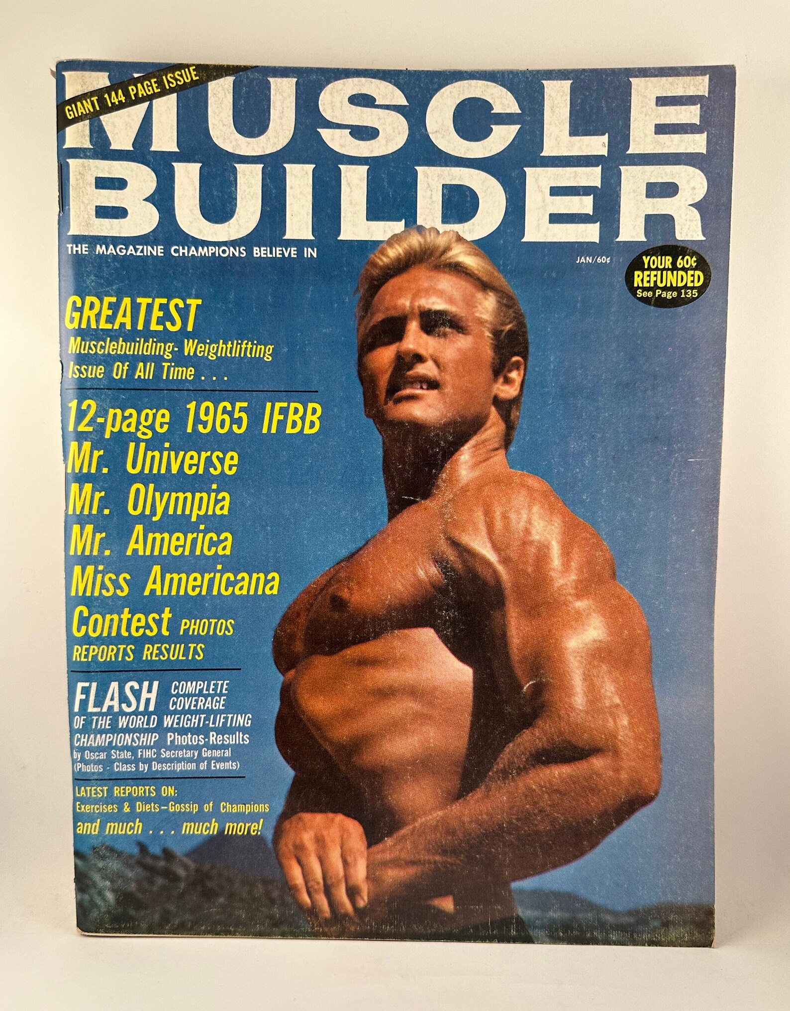 Vintage MUSCLE BUILDER Magazine January 1966. Giant 144 Page Issue. 12 ...