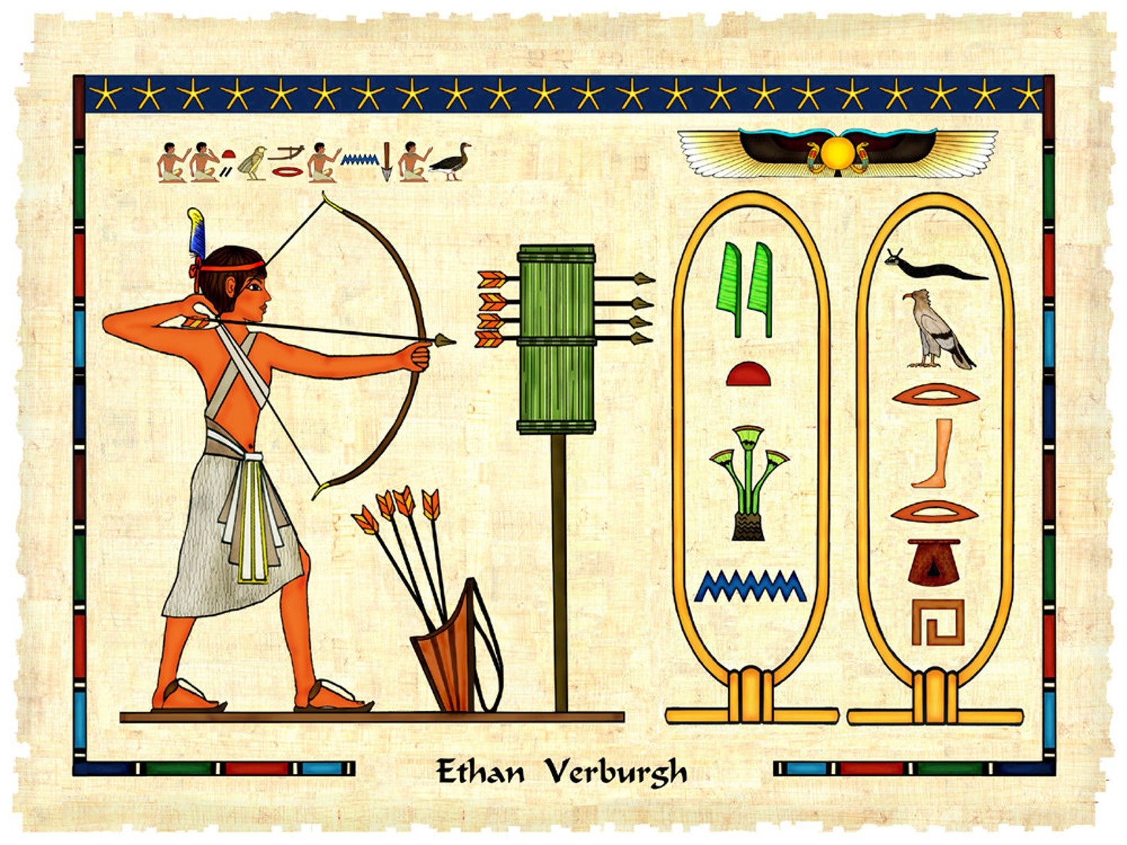 Egyptian Hieroglyphic Print: Cartouches Personalized for | Etsy