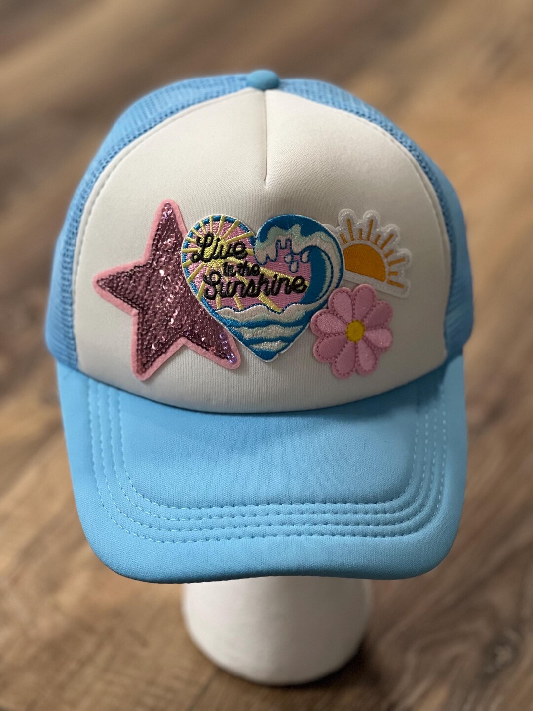 Light Blue Beach Theme Adjustable Trucker Hat. - Etsy