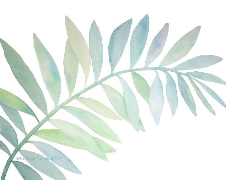 Watercolor Palm Frond Print: Coastal Beach House Wall Art - Etsy