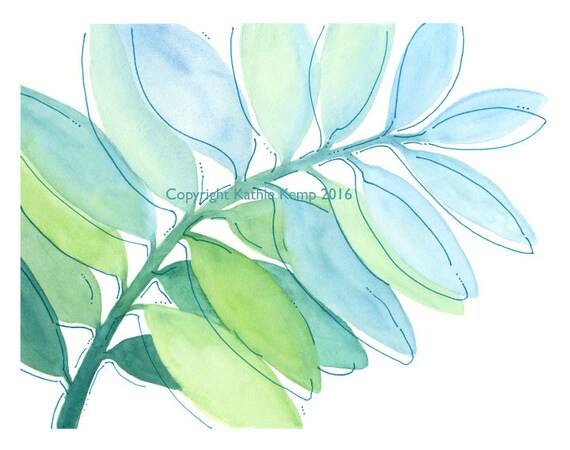 Abstract Original Watercolor Painting Mint Blue Aqua Green | Etsy