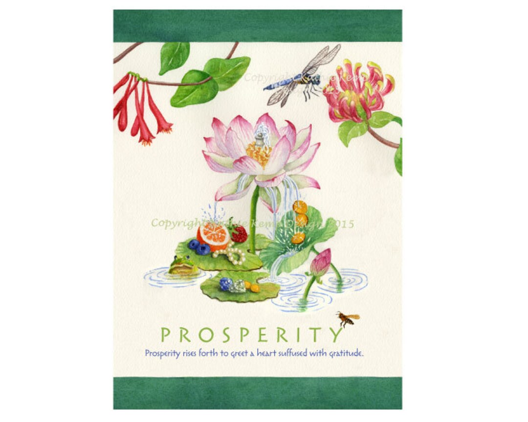 Prosperity Wealth Greeting Art Note Card Uplifting Watercolor Drawings ...